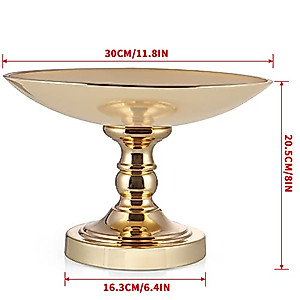 MDLUU Centerpiece Holder Bowl, Decorative Footed Bowl, Pedestal Fruit Tray for Dining Room Table, Coffee Table, Living Room Decor, 11.8''Dia.×8''H (Gold)