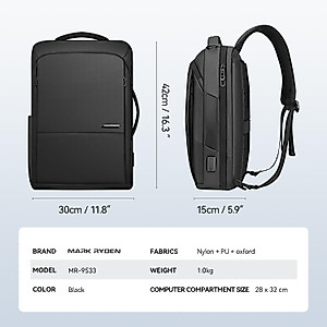 Small Business Backpack,Intelligent 3in1 Slim Laptop Backpack For Men&Women Fits 15.6 Laptop With USB Port Casual Daypack Commute Bag Executive Briefcase,Black