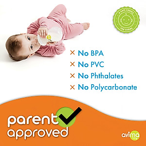 Avima Baby 10 oz Spill Proof Baby Sippy Cup w/Interchangeable Soft Spout Nipple - Trainer Sippy Cup with Handles - BPA Free & Dishwasher Safe Kids Cups - Set of 2, Blue