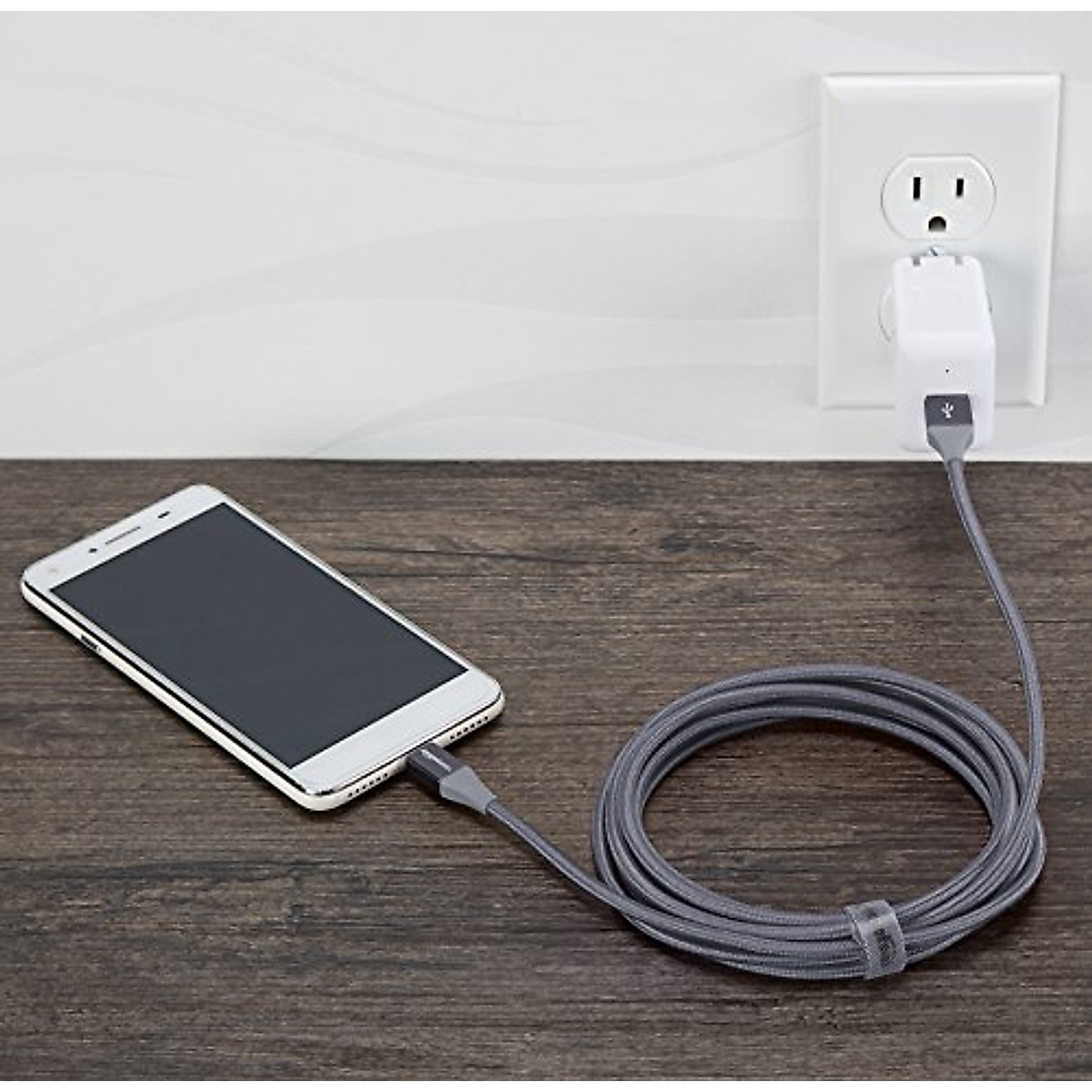 Amazon Basics Double Braided Nylon USB 2.0 A to Micro B Cable, 10 Feet, Dark Gray