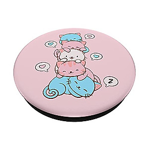 Trans Pride Flag Kawaii Cat Cute Transgender PopSockets Swappable PopGrip