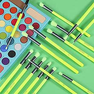 Docolor Eyeshadow Brush Set 15Pcs Eye Makeup Brushes Professional Makeup Brush Set Eye Shadow Blending Concealer Eyebrow Eyelash Eye Liners Premium Synthetic Eyeshadow Crease Brow Brush, Neon Green