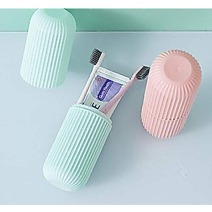 WOIWO 2PCS Creative Simple Travel Toiletry Cup Outdoor Portable Plastic Capsule Toiletry Cup Toothbrush Toothpaste Set storage Box