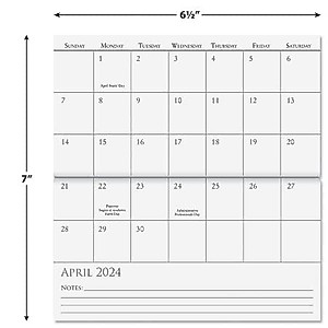 2024 Pressed Flowers Handy Planner Pocket Calendar & Memo Pad, 3.5-Inch x 6.5-Inch Size Closed, 7-Inch x 6.5-Inch Size Open, Bookstore-Quality Monthly Calendars With 30 Note Pages for Kitchen &