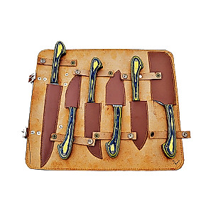 Custom Handmade Damascus Chef Knives Set/Kitchen Knives 6 Pieces Set SS-17321 (Yellow Resin) (Yellow ans Black)