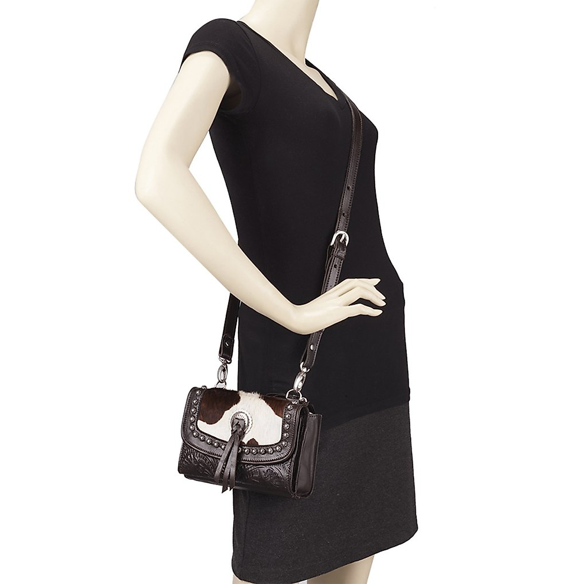 American West Women's Chocolate Texas Two Step Crossbody Bag Chocolate One Size