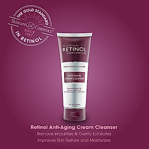 Retinol Anti-Aging Cream Cleanser – Daily Deep Cleansing Facial Wash Exfoliates to Improve Skin’s Texture & Moisturizes for Cleaner, Softer Face – Renewing Vitamin A Minimizes Fine Lines & Wrinkles