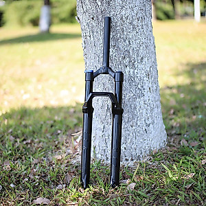 BOLANY 27.5/29inch Bike Suspension Fork 34mm Stanchions 1-1/8 Thread-Less Straight Steerer 120mm Travel MTB Air Fork with Damping Rebound Adjustment (Manual, 27.5inch)