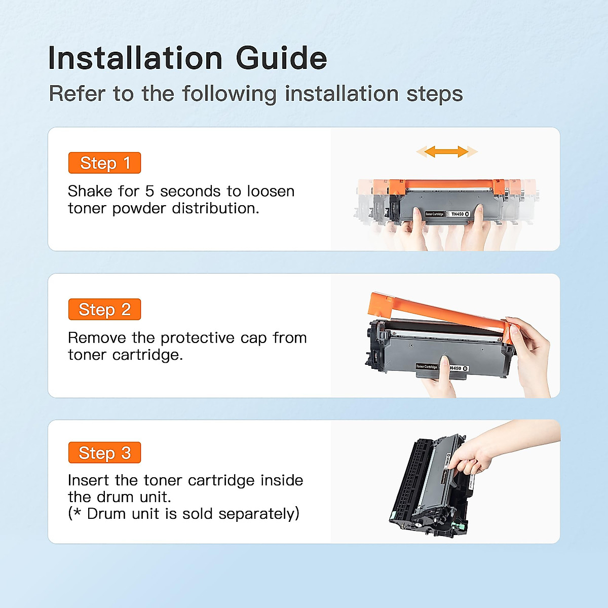E-Z Ink (TM) Compatible Toner Cartridge and Drum Unit Replacement For Brother TN450 TN420 DR420 to use with HL-2270DW HL-2280DW HL-2230 HL-2240 MFC-7360N MFC-7860DW 2840 2940 (2 Toner 1 Drum) 3 Pack
