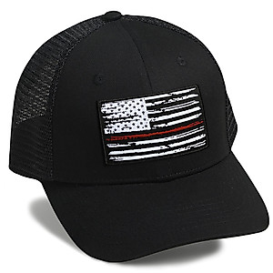 American Flag Hat, Baseball Cap for Men Women, Adjustable Snapback Hats USA Flag Trucker Hat Black