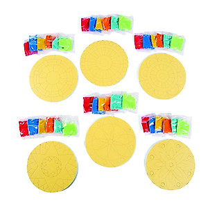 Fun Express Mandala Sand Art Kits for Kids, Makes 24-5" in Diameter - DIY Craft Sand Painting Kit Includes Includes 1 Bag of Yellow, Orange, Blue, red, Green and Aqua Sand