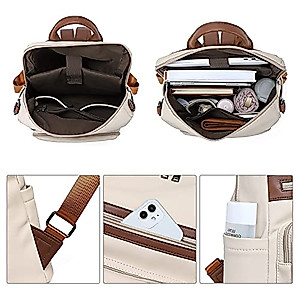 Telena Womens Backpack Purse Vegan Leather Large Travel Backpack College Shoulder Bag with Tassel Beige-Brown