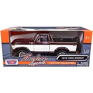 Motor Max 1978 Ford Bronco Ranger XLT w/Spare Tire, Brown 79372 - 1/24 Scale Diecast Car