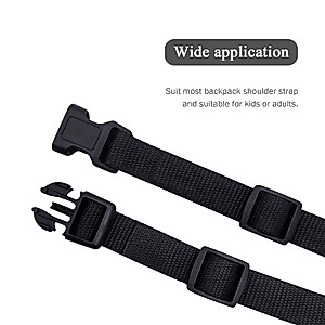 Medsuo Adjustable Backpack Chest Strap Replacement Backpack Waist Strap Sternum Strap Chest Harness Secures Chest Belt with Snap Buckles for Fabric Backpack Straps (Black)