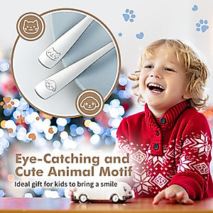 DRKIO Stainless Steel Toddler Utensils Set - 12 Pieces Kids Silverware Set Children Safe Food Grade Small Forks and Spoons Dishwasher Safe Mirror Polished