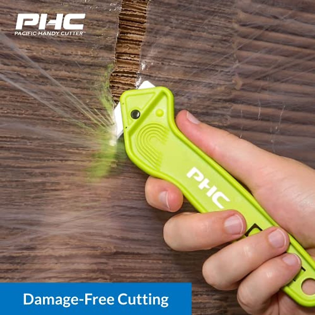 Pacific Handy Cutter EZR Concealed Blade Safety Cutter with Replaceable Blade and Tape Splitter, Safe and Efficient Cutting for Stretch Wrap, Cardboard, Tape, Zip Ties, Plastic Straps, and more.
