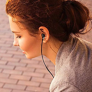 LINHUIPAD k8 Single Side Earphone in-Ear Stereo to Mono Earbud Headphones,3.5mm Plug Metal Noise Isolating Earplugs with mic,Spring Coil Reinforced Cord