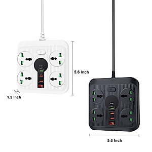 Universal Power Strip with USB C, XYZCREAT 3000w Surge Protector with 4 Outlets 3 USB Ports 20W PD Port, Portable Power Strip 110v-250v 6.6ft Extension Cord for Home Office and Travel Black