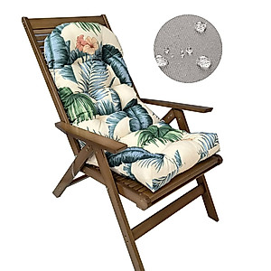 Srutirbo Rocking Chair Cushion Pad, Water Resistant Floral Printed Patio Chair Cushion for Adirondack Chair High Back Indoor Outdoor Soft Thickened Patio Chaise Lounger Cushion (C)