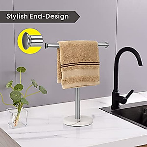 Songtec Hand Towel Holder Stand, Fingertip Towel Rack with Heavy Marble Base, Accessories Jewelry Stand (Marble Base, Brushed Nickel)