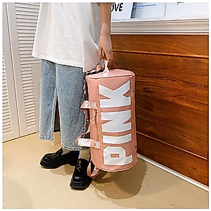 Gym Bag, Sports Duffel Bag with Waterproof Wet Pocket & Shoes Compartment, Lightweight Travel Bag for Weekend Getaway, Gym Bag for Women And Men, Pink