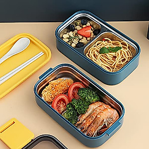 Aroplor Stainless Steel 2 Layer Bento Box Adult Lunch Box Portable Lunch Box Container-Salad Lunch Containers for Adults Japanese Leakproof Lunch Box Divided Food Meal Storage Containers Set