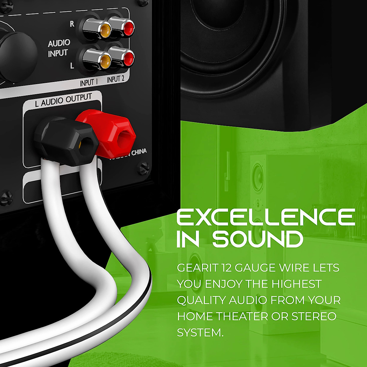 GearIT 12AWG Speaker Wire, Pro Series 12 Gauge Speaker Wire Cable (200 Feet / 60.96 Meters) Great Use for Home Theater Speakers and Car Speakers, White