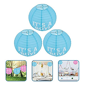 Gadpiparty Gender Reveal Hanging Ornament 3Pcs Party Paper Lanterns Baby Shower Lanterns Round Folding Lanterns Its a Boy Lanterns Birthday Party Hanging Decorations (Sky- Blue) Japandi Decor