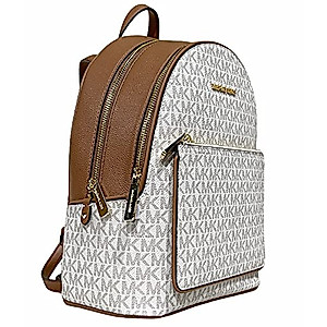 Michael Kors Kenly Medium Adina Backpack Pebbled Leather Vanilla MK Signature