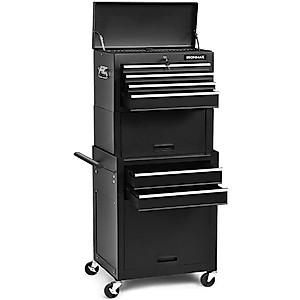 ARLIME 6-Drawer Rolling Tool Chest, Tool Storage Cabinet W/ Sliding Drawers, Detachable Top Box & Locking System, Removable Toolbox Organizer for Garage & Warehouse (Black)