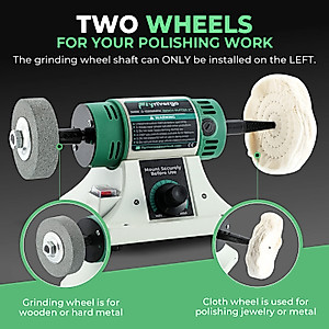 Flyrivergo Bench Buffer Polisher with Accessories Adjustable Variable Speed Multi-Function Bench Lathe Grinder Polishing Machine Tool Kit for Jewelry, Wood, Silver, Amber, Metal, Jade DIY