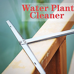 LHTHT Aquatic Weed Cutter for Lakes and Ponds,15m Paracord + Handle,2 PCS Protective Gloves Folding Weed Razor Aquatic Plants Cutter Stainless Steel Water Grass Knife