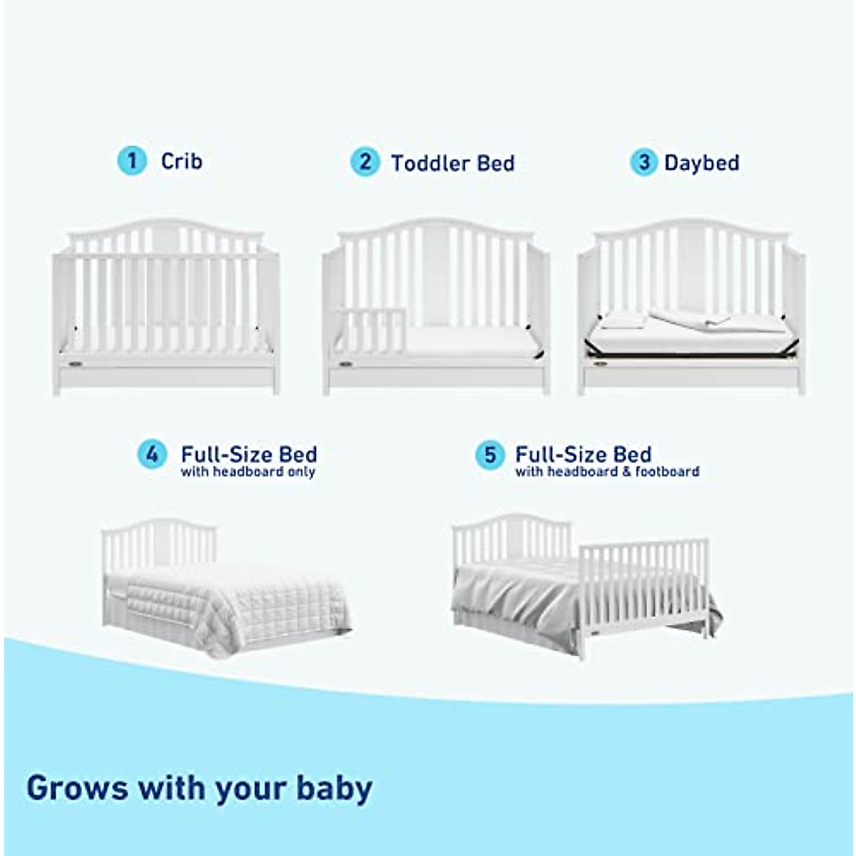 Graco Solano 4-in-1 Convertible Crib with Drawer (White) – GREENGUARD Gold Certified, Crib with Drawer Combo, Includes Full-Size Nursery Storage Drawer, Converts to Toddler Bed and Full-Size Bed