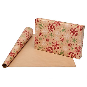 American Greetings Winter Wrapping Paper, Red, Green and Kraft (4 Pack, 80 sq. ft.)