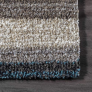 nuLOOM Drey Striped Shag Area Rug, 4' x 6', Blue Multi