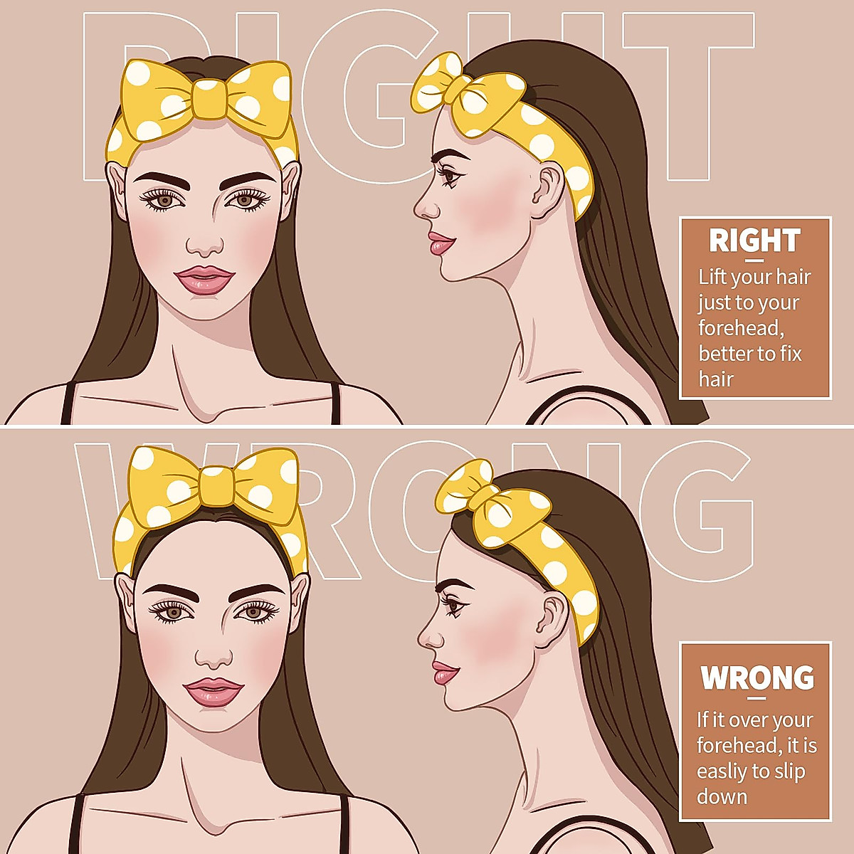 Teenitor Bow HeadBands, Women Headbands for Makeup Cosmetic Facial Shower Spa Elastic Hair Band Hairlace Headband for Baby girls Yellow Blue Green Purple Pink, 5pcs