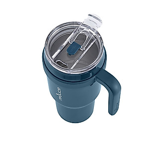 REDUCE 40 oz Stainless Steel Tumbler with Handle - Dual-Wall Vacuum Insulated Travel Mug, Sweat-Proof Lid & Reusable Straw - Keeps Drinks Cold for 24 Hrs, Fits Cupholders, Dishwasher Safe - Dark Web