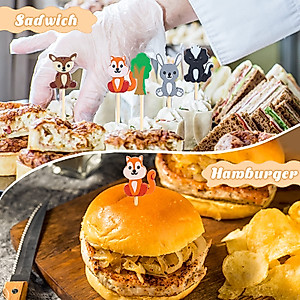 Woodland Animal Cocktail Picks Safari Animal Cupcake Toppers Jungle Party Food Appetizers Toothpicks for Baby Shower Birthday Party Drink Fruit Dessert Decorations Supplies (100)