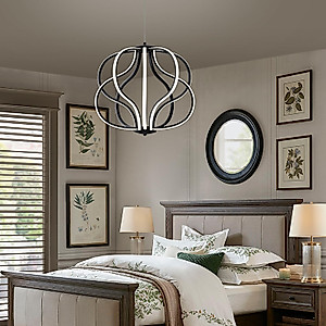 With Light Forward Modern LED Chandelier，Black Adjustable Hanging Chandelier ，Easy to Install, Suitable for Foyer, Dining Room, Living Room, Bedroom(Black, 10 Light-MAX)