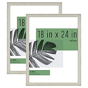 MCS Studio Gallery 18x24 Poster Frame White Woodgrain, Vertical & Horizontal Wall Hanging Large Picture Frame for Photos, Posters & Art Prints (2-Pack)