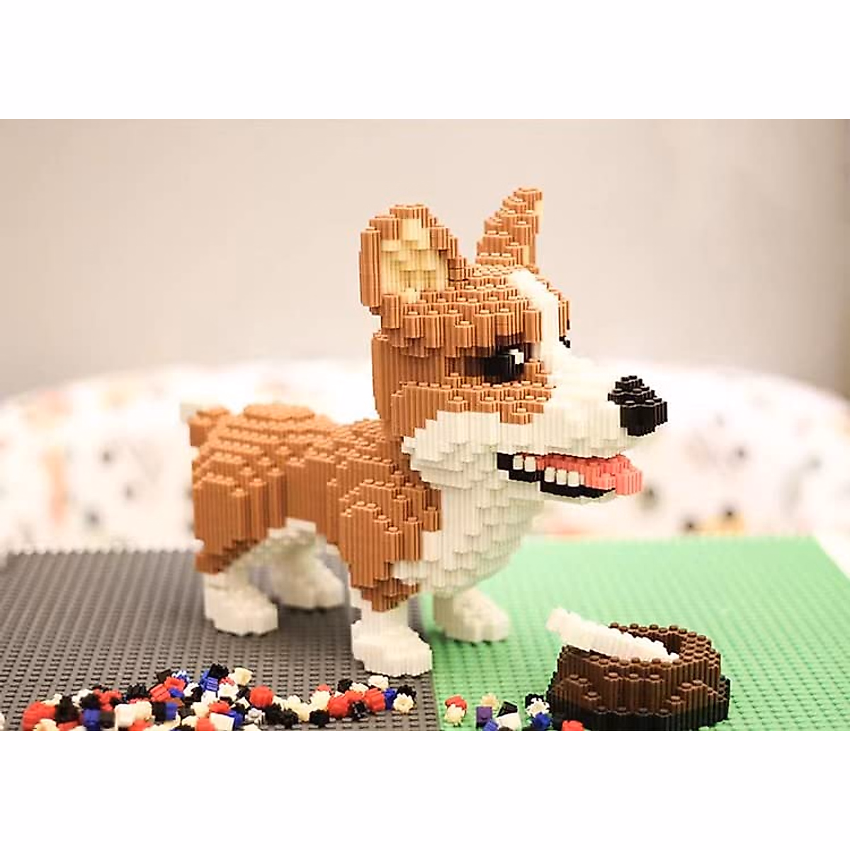 BDYDT Animal Corgi Dog and Food Micro Building Blocks Set（1860PCS） Gift for Adults and Kids