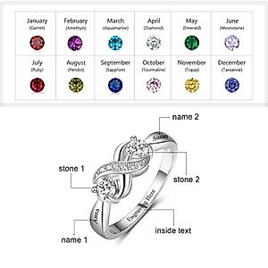Tian Zhi Jiao Personalized Infinity Engagement Promise Rings for Her Custom 2 Simulated Birthstone Mothers Rings Engraved 2 Names Jewelry for Women (8)