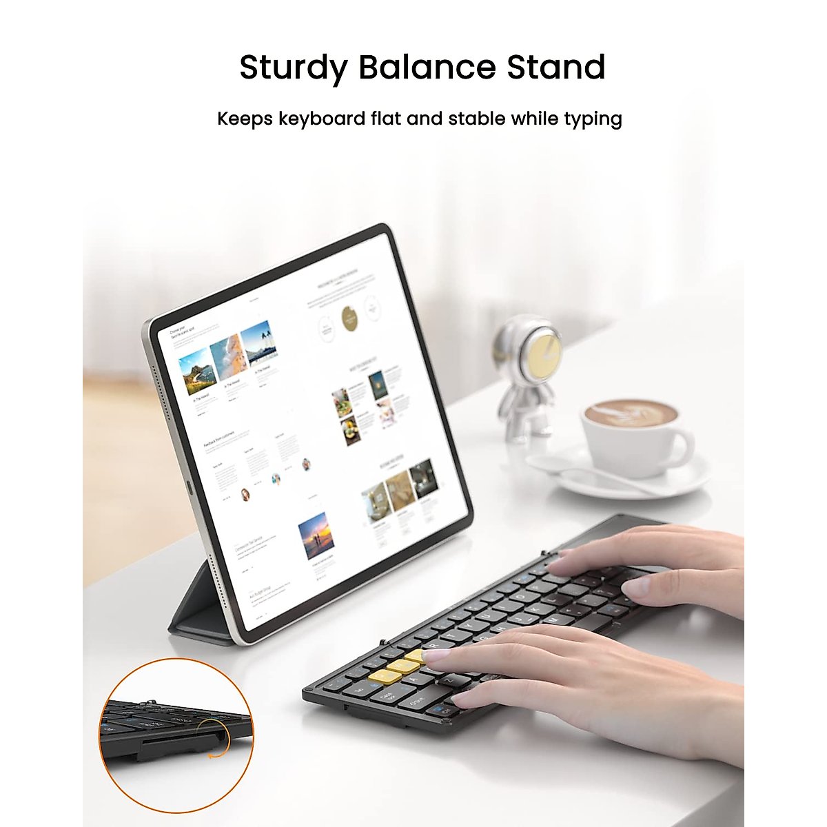 Artciety Foldable Bluetooth Keyboard, Wireless Portable Keyboard with Larger Touchpad, Pocket-Sized Folding Travel Keyboard for MacOS Android Windows iOS, Sync Up to 3 Devices (BT5.1 x 3)