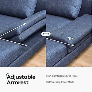 Acanva Luxury L-Shaped Corner Sectional Sofa Bed, Extra Wide Comfy 2-Piece Couch with Chaise, Adjustable Armrest, Right Hand Facing Seating, Jewelry Blue