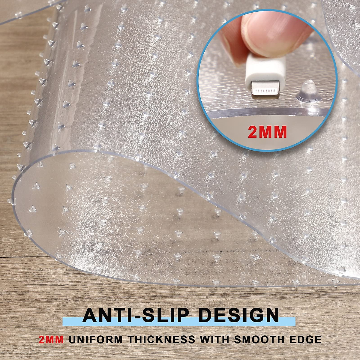 46"x 60" Chair Mat for Carpets Floor Computer Office Chair Mat Desk Clear Anti Skid Transparent Mats Protector for Low and No Pile Carpeted Thick Floors (Convex Style)