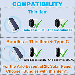 DIANMU Solar Panel for Arlo Essential Spotlight/XL Spotlight Camera Only (not for Essential 2K 2nd Gen), with 13FT Cable, Micro USB (not Type-C) Port, Al Alloy Wall Mount, Solar Panel Charger (3 Pack)