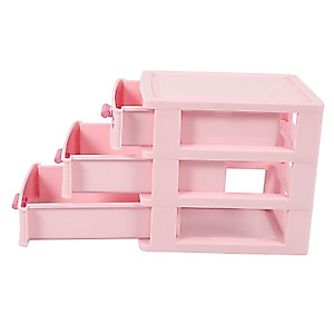 Luejnbogty Plastic Drawer Designed 3 Compartment Jewelry Storage Box Pink