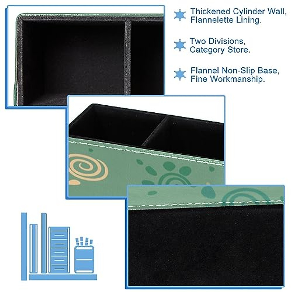 Pencil Pen Holder Cup, Stationery Organizer Holder Makeup Brush Storage Organizer, Modern Design Desktop Desk Accessories for School Office Home Supplies - Light Green Pattern