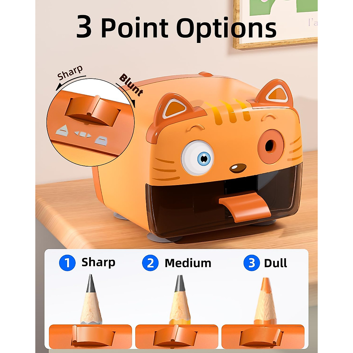 ZMOL Electric Pencil Sharpener,Heavy Duty Pencil Sharpeners for School and Classroom,Cute Automatic Pencil Sharpener Plug in for Kids,Auto-Stop Feature for No.2 and Colored Pencils