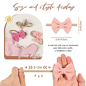 Subesty Baby Girls Nylon Elastic Headband Soft Flower Hair Band For Toddler Infant Newborn Set Of 10